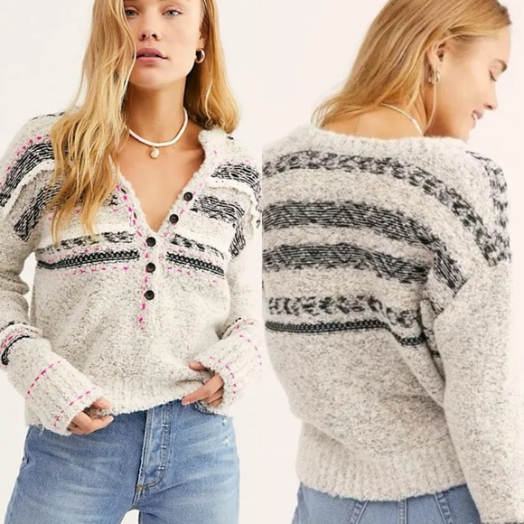 Free People | Sweaters | Free People Nwt Color Pop Henley Sweater Top ...
